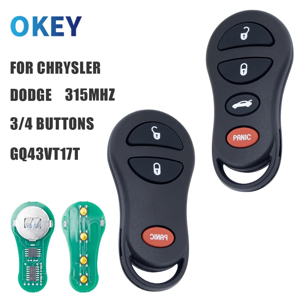 Дистанционный ключ 4 кнопки GQ43VT17T для Dodge Jeep Chrysler