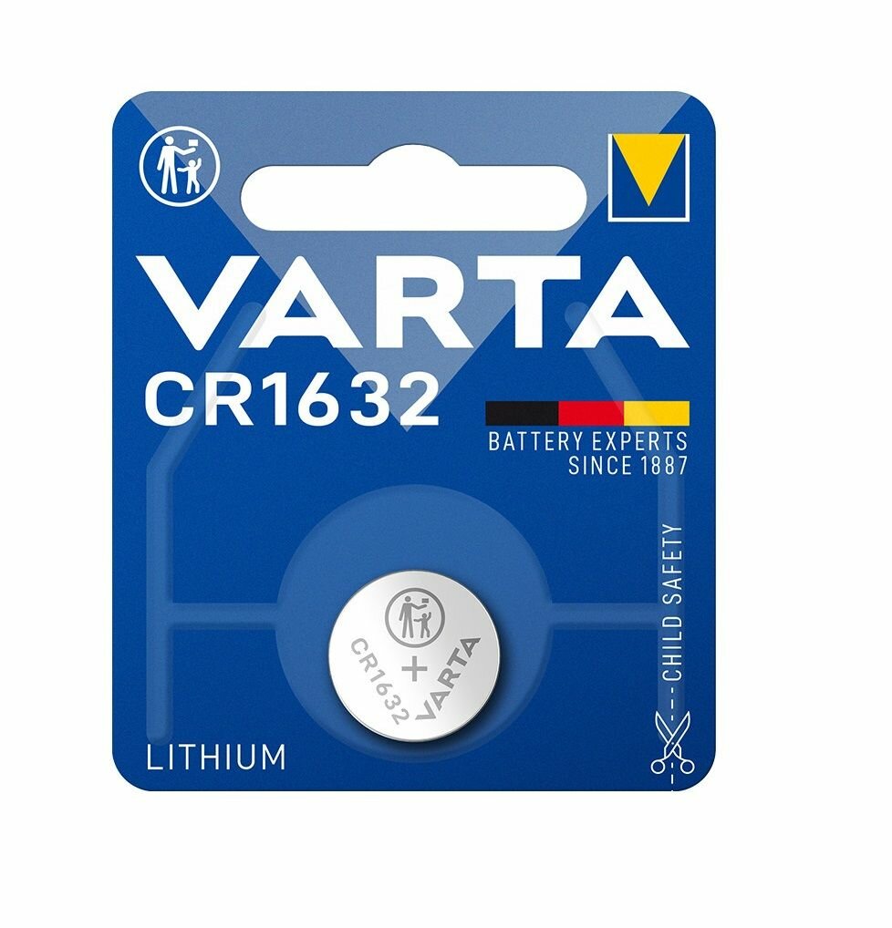 Батарейка CR1632 Varta 3V (1 шт.) литиевая, таблетка для брелоков, ключей, часов и т. д.