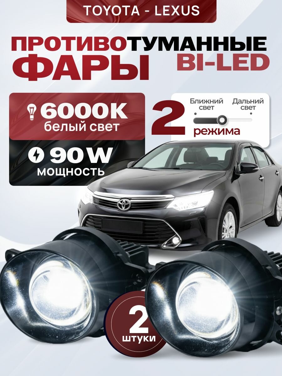 Лазерные противотуманные фары Тойота ближний/дальний, туманки Камри, Королла, Лексус BI-LED