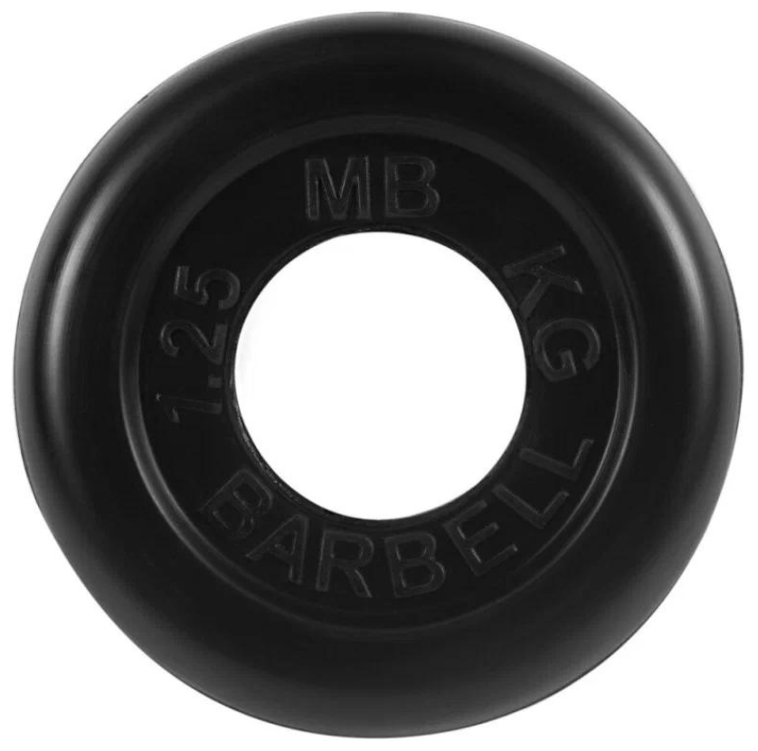 Диск обрезиненный MB Barbell d 51 мм чёрный 1,25 кг MB-PltB51-1,25