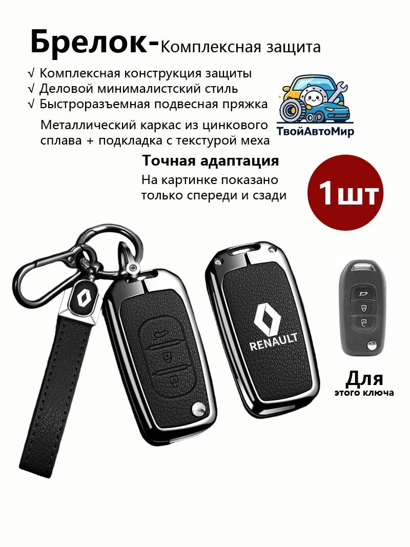 Чехол Для Ключа Renault Logan/Sandero/Duster 2012-2020, Цинковый Сплав+Кожа, Полная Защита