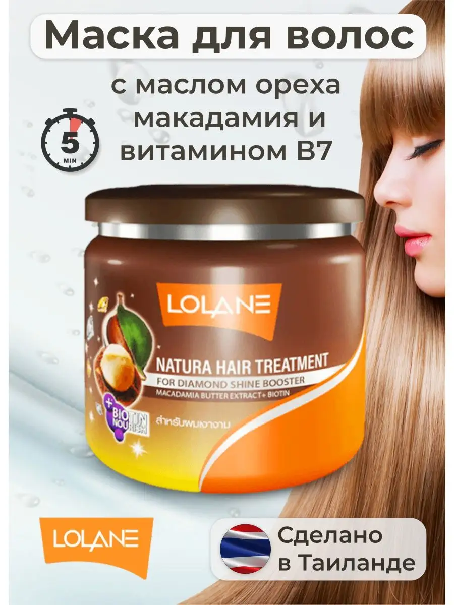 Маска для волос LOLANE NATURA XIT, с биотином и маслом макадамии, банка, 250 мл