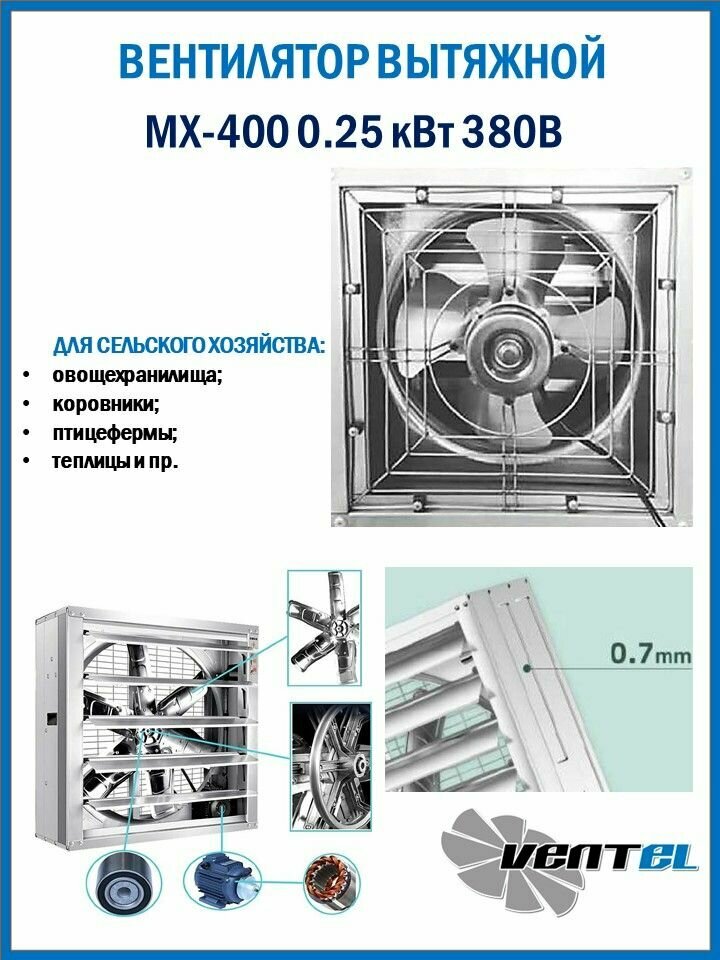 Вентилятор MX-400 0.25 кВт 380В вытяжной