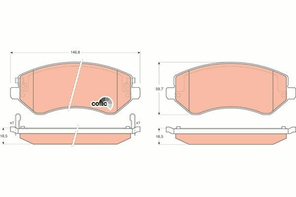 Колодки передние DODGE Caravan TRW GDB4126