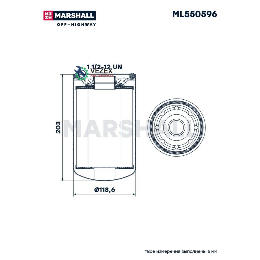 MARSHALL ML550596 фильтр масляный!\ Hitachi ZX330
