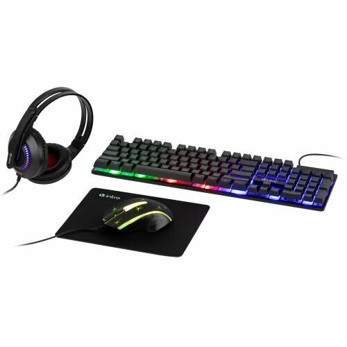 Комплект клавиатура и мышь DX850 игровые 1200-3600dpi + коврик + гарнитура черн. Intro Б0056141