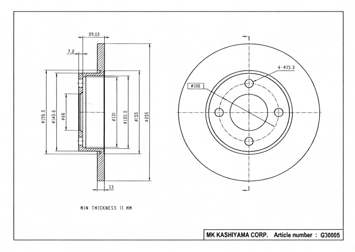 Диск тормозной передний не вентилируемый AUDI 80 8691/100 7688 G30005 MK KASHIYAMA арт. G30005