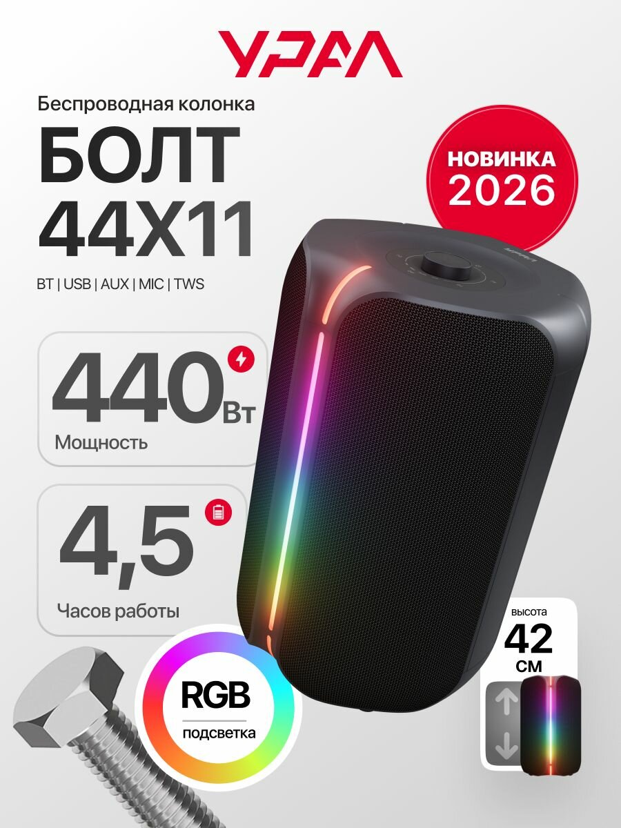 Музыкальная большая мощная Колонка Урал Болт 44Х11