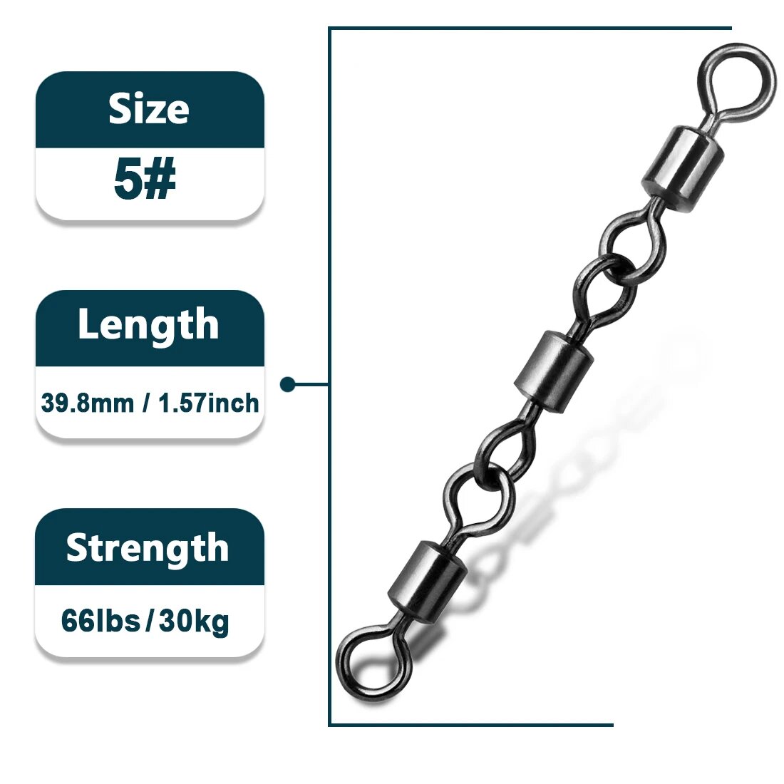 Рыболовные вертлюги 9KM DWLIFE 15-60 шт, медный корпус, нержавеющая 30 Pcs, Size-5 39.8mm 30kg