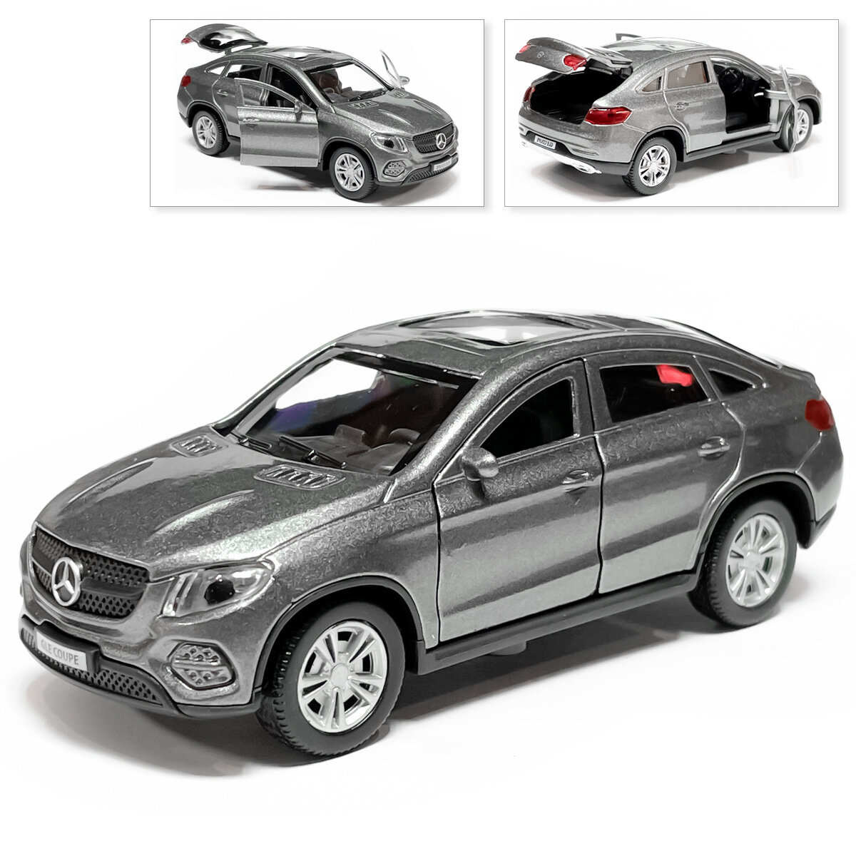 Машинка Mercedes Benz GLE Купе, коллекционная, металлическая, серый, Технопарк, 12 см