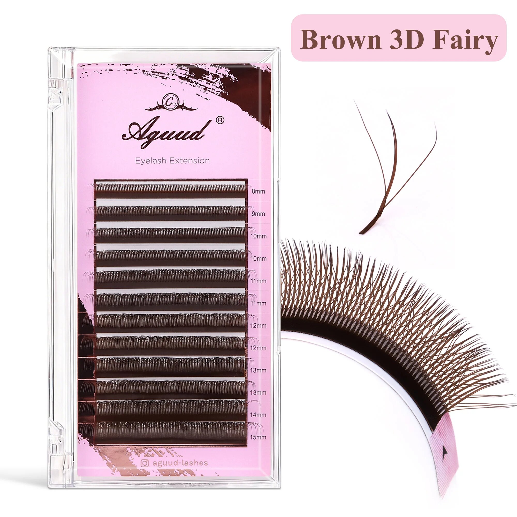 AGUUD 3D Fairy Lashes синтетические ресницы L, MIX(8-15), Brown 3D Fairy