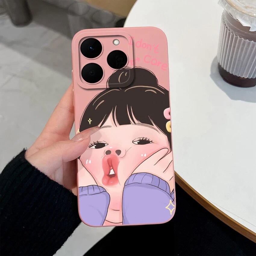 Розовый чехол для iPhone с девушкой, TYP669