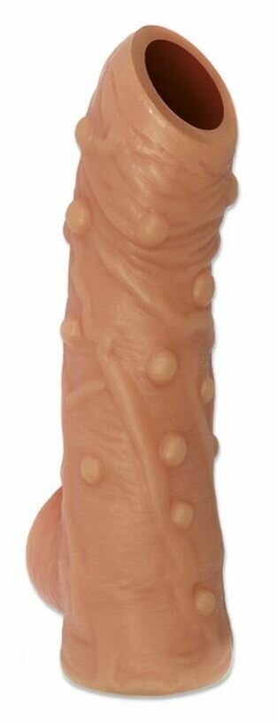 Войди победителем! Насадка с пупырышками и открытой головкой Nude Sleeve M - 12 см, Корея, KOKOS, телесный M - 12 см