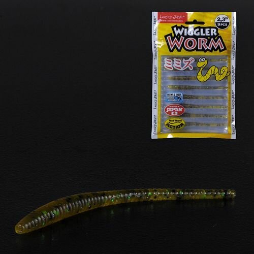 Слаги съедобные искусственные Lucky John Pro Series WIGGLER WORM 2.3in (05.84)/PA19 9шт.