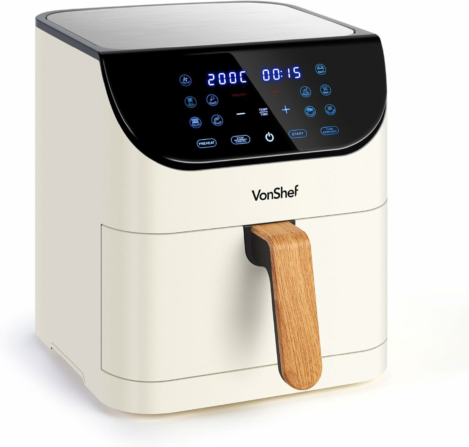 VonShef Аэрофритюрница Compact 10-In-1 Airfryer, Rapid Air Technology 6л, 1500Вт, белая