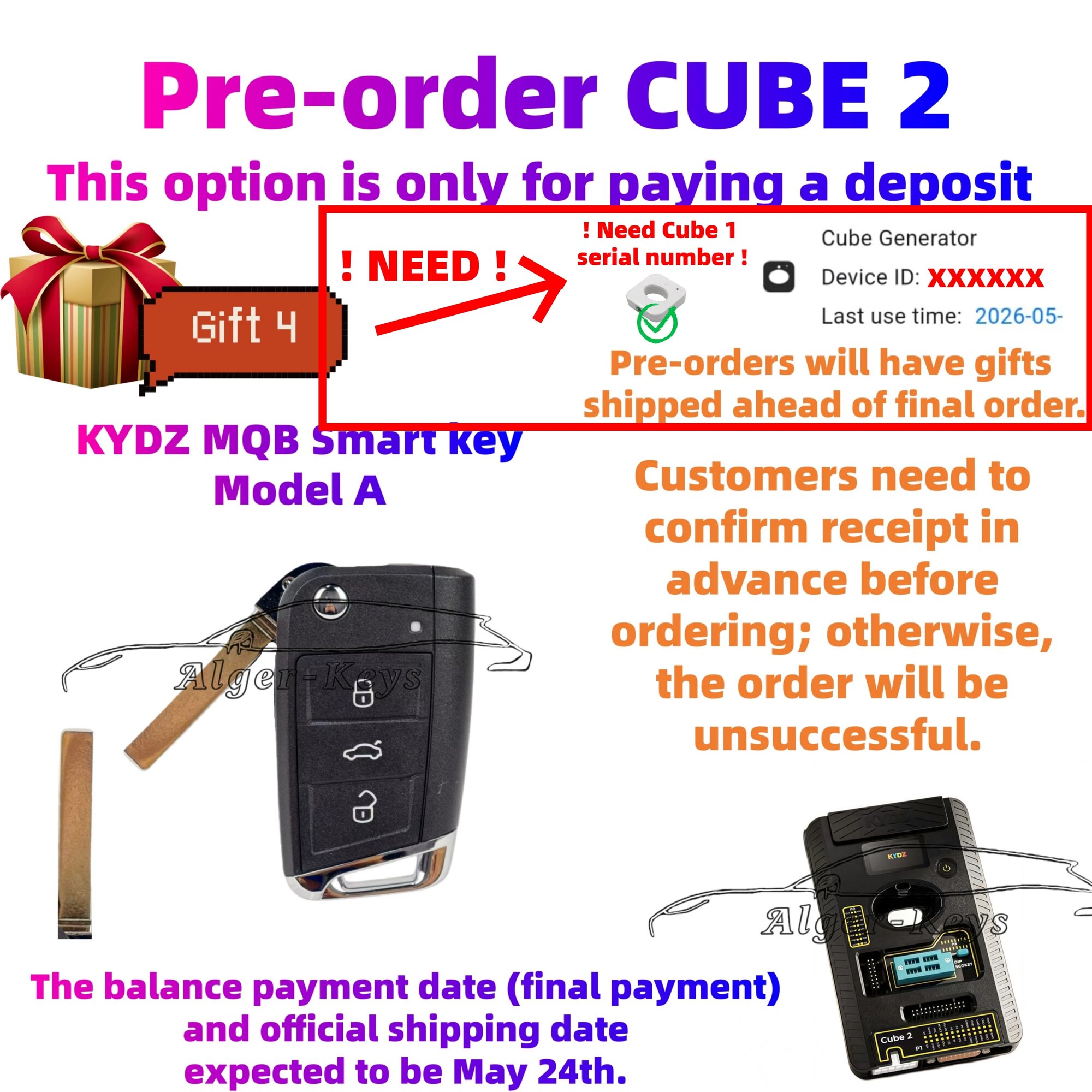 KYDZ CUBE 2 Smart Key Model A, Gift 4, Pre order