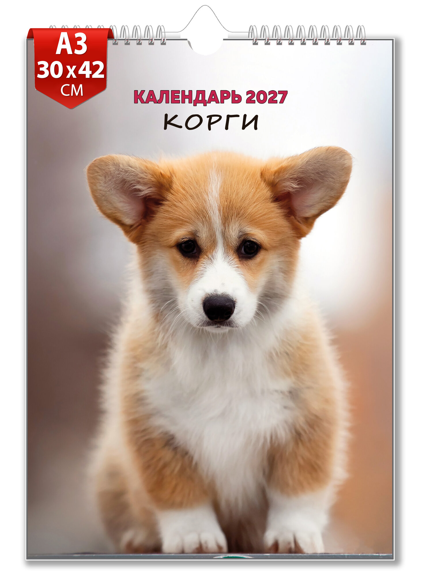 Настенный перекидной календарь на 2027 Корги А3 (29,7 х 42 см)