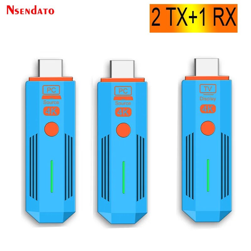Беспроводной HDMI передатчик и приемник Nsendato 4K USB Cable, 2 TX 1 RX