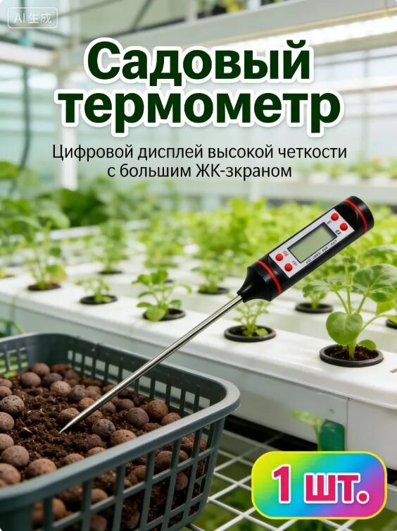 Садовой термометр для почвы 22,5 см черный практичный инструмент для контроля температуры грунта