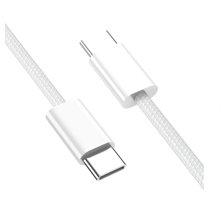 Универсальный зарядный кабель type-C- type-C/ Плетеный/ 2 м / 240 W/ Белый