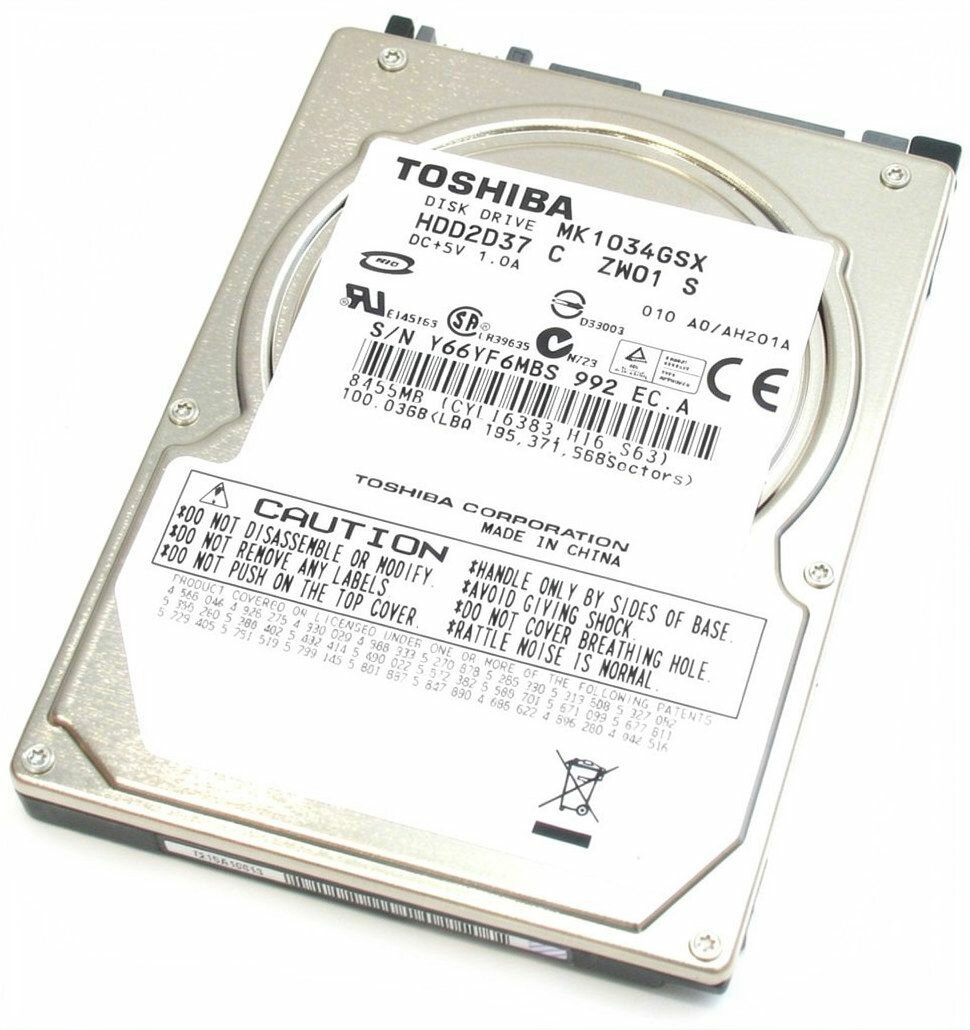 2.5" 100 ГБ Жесткий диск Toshiba MK1034GSX (MK1034GSX ) - SATA/150, 5400 оборотов/мин