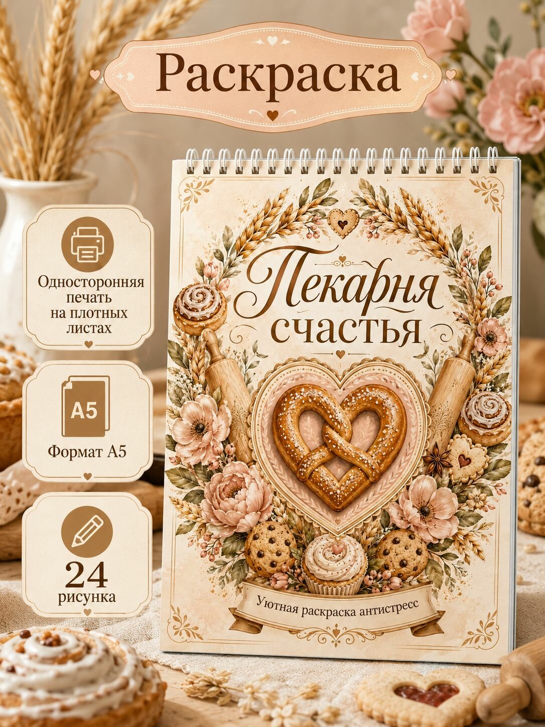 Раскраска антистресс Пекарня счастья