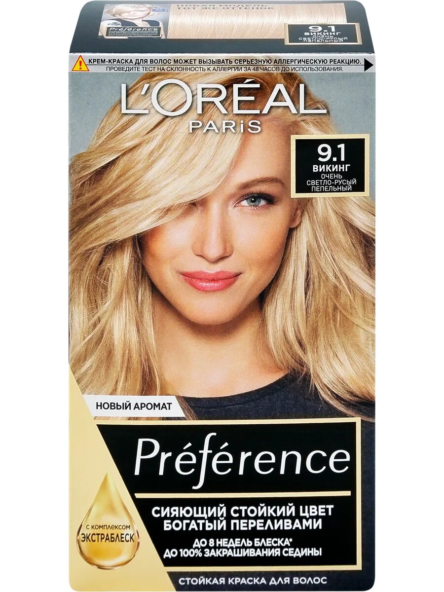 Краска для волос PREFERENCE 9.1 Викинг Очень светло-русый пе