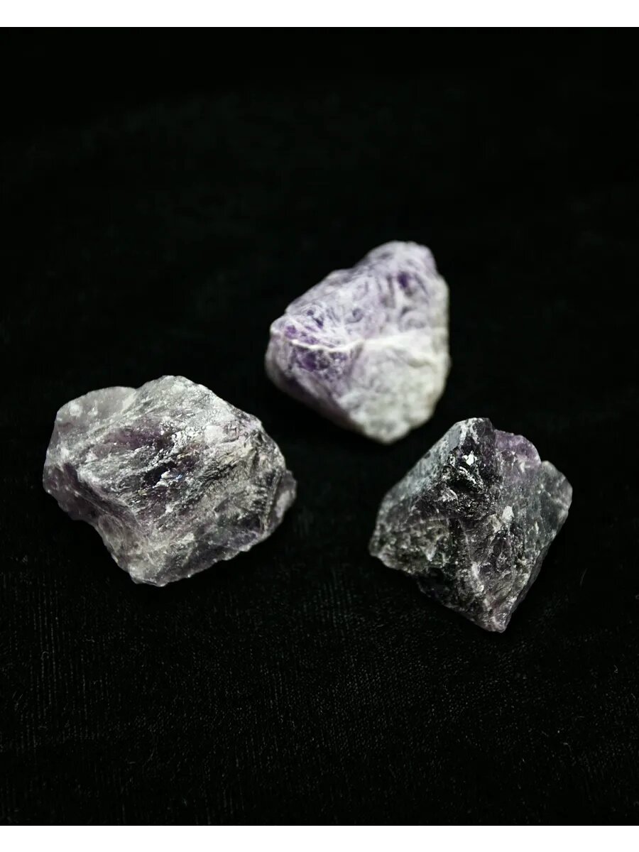 Аметист - 2-3 см, натуральный камень, 3 шт - оберег
