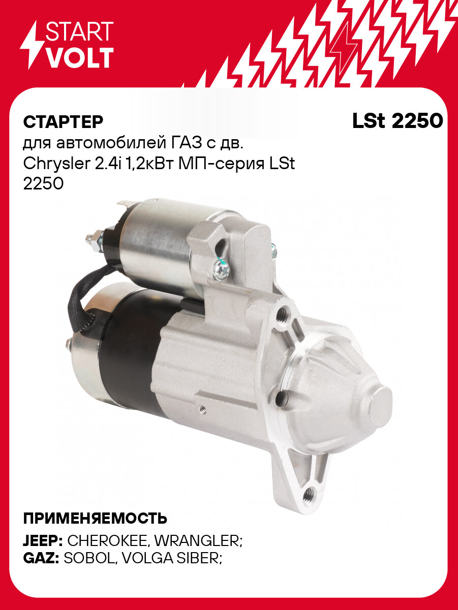 Стартер для автомобилей ГАЗ с дв. Chrysler 2.4i 1,2кВт МП серия STARTVOLT LSt 2250
