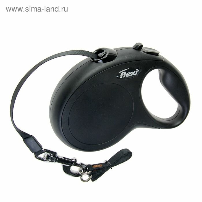 Рулетка Flexi New Classic L, лента 5 м, до 50 кг, чёрная