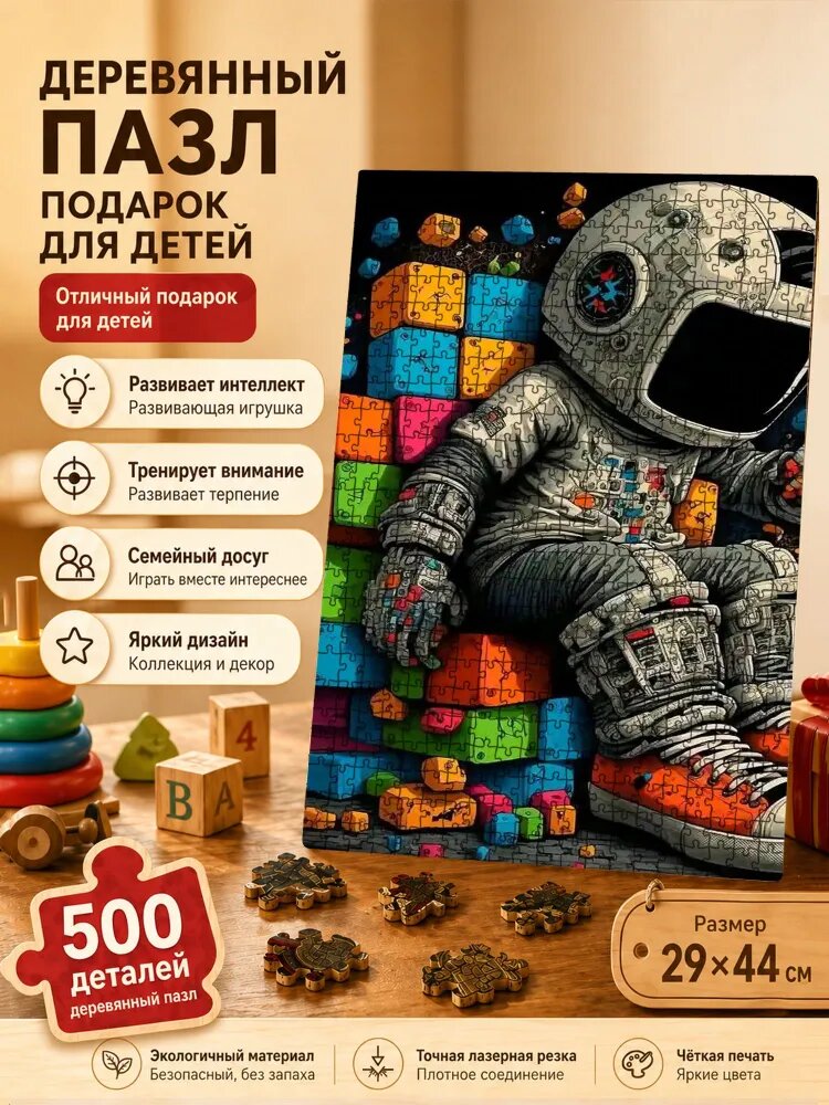 Коллаж Космонавт в цветных квадратах в стиле поп-арт