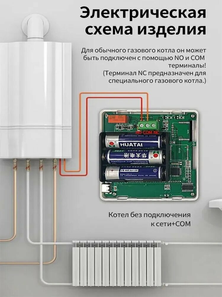 RKHK Терморегулятор, термостат до 3200Вт Для газового котла, белый матовый