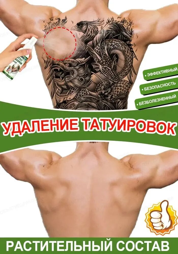 Спрей для удаления татуировок, быстро осветляет татуировки и брови, растворяет пигмент, глубокая очистка без повреждения кожи. Без лазера, без шрамов. Объем 30 мл.