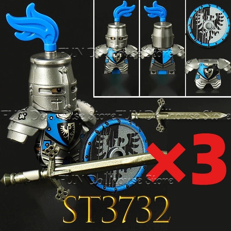 BRICKPANDA Средневековый замок конструктор Синий, B23-60-3PCS