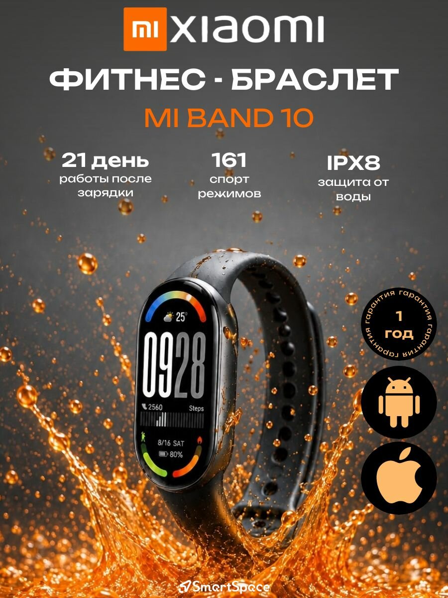 Xiaomi Фитнес-браслет Smart Band 10, черный
