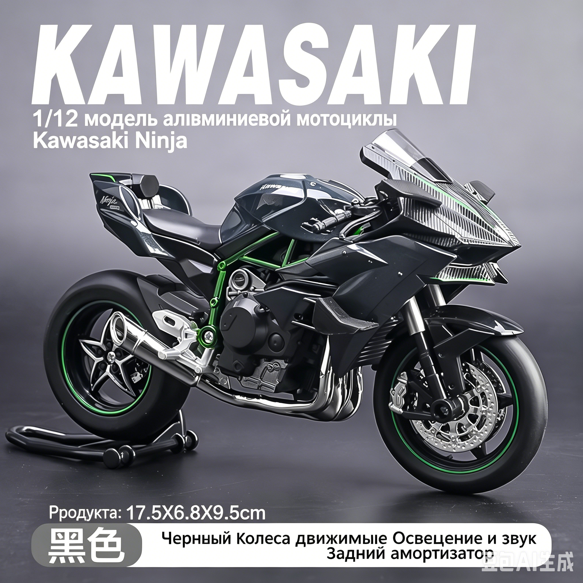 Модель мотоцикла BMW S1000RR 1:12 световые и звуковые эффекты, работающие фары