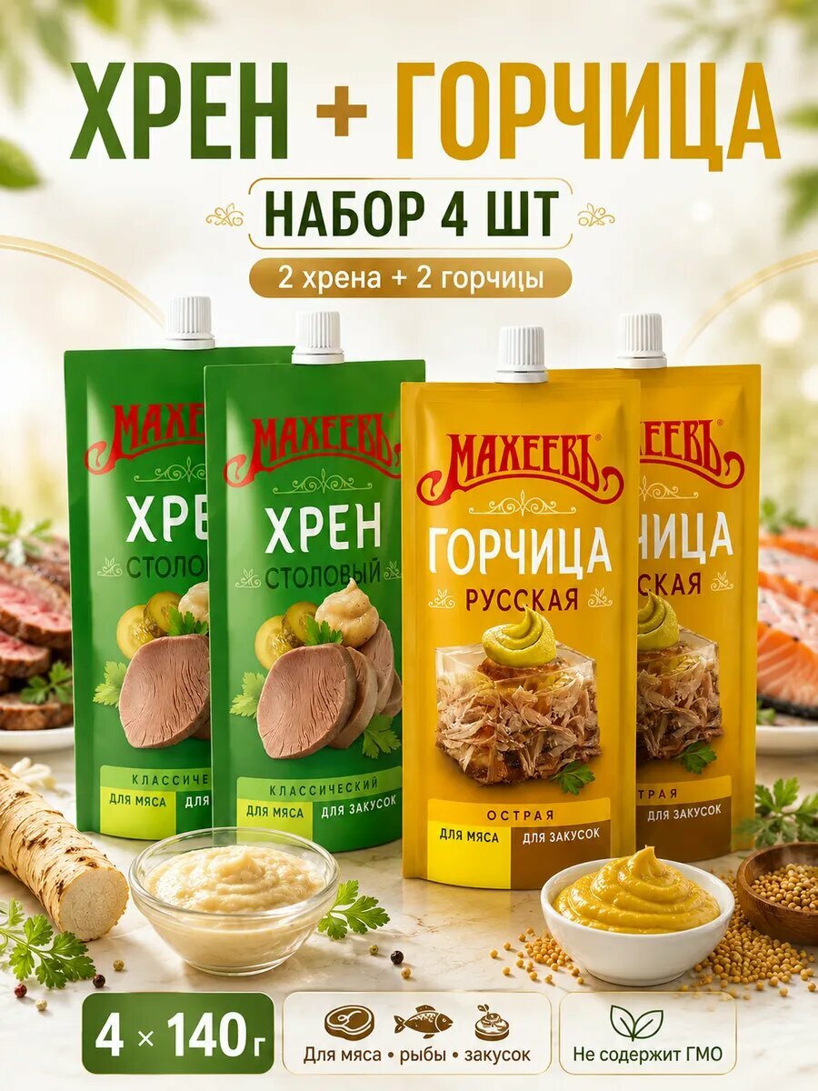 Набор Махеевъ «Хрен столовый» и «Горчица Русская» по 140 г