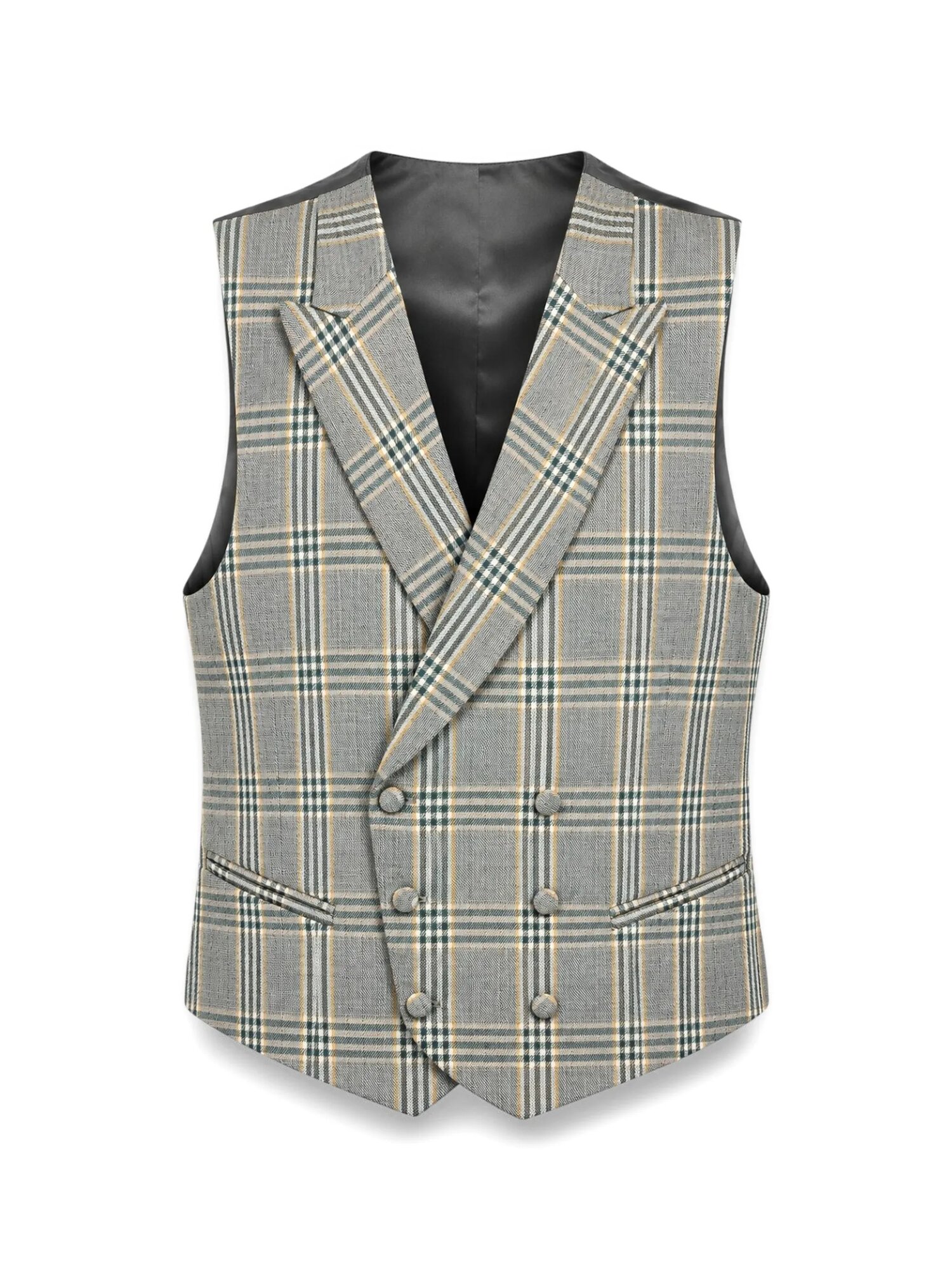 Пальто Check-pattern double-breasted waistcoat, размер 50, серый — фото 1