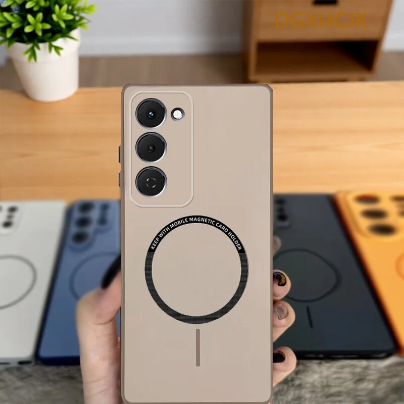 Чехол Для Телефона Tecno Spark 40 Pro С Магнитной Фиксацией, Жесткий Силиконовый Бежевый, XCK brown