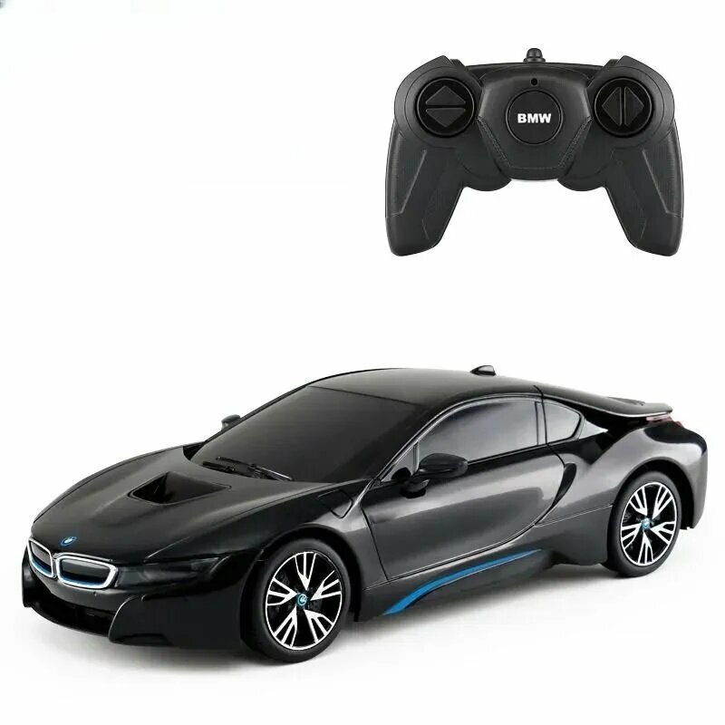Радиоуправляемая машина 1:18 BMW i8 Black. Руль 2,4 GHz. Большая модель Машинка на пульте управления. В подарок для мальчика, девочки.