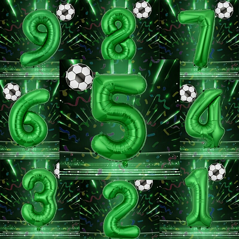 2 шт. 32-дюймовые зеленые цифры из фольги (0-9 на выбор) и 1 шт. 18-дюймовый шар в виде футбольного мяча, для футбольной вечеринки, дня рождения, юбилея, арки