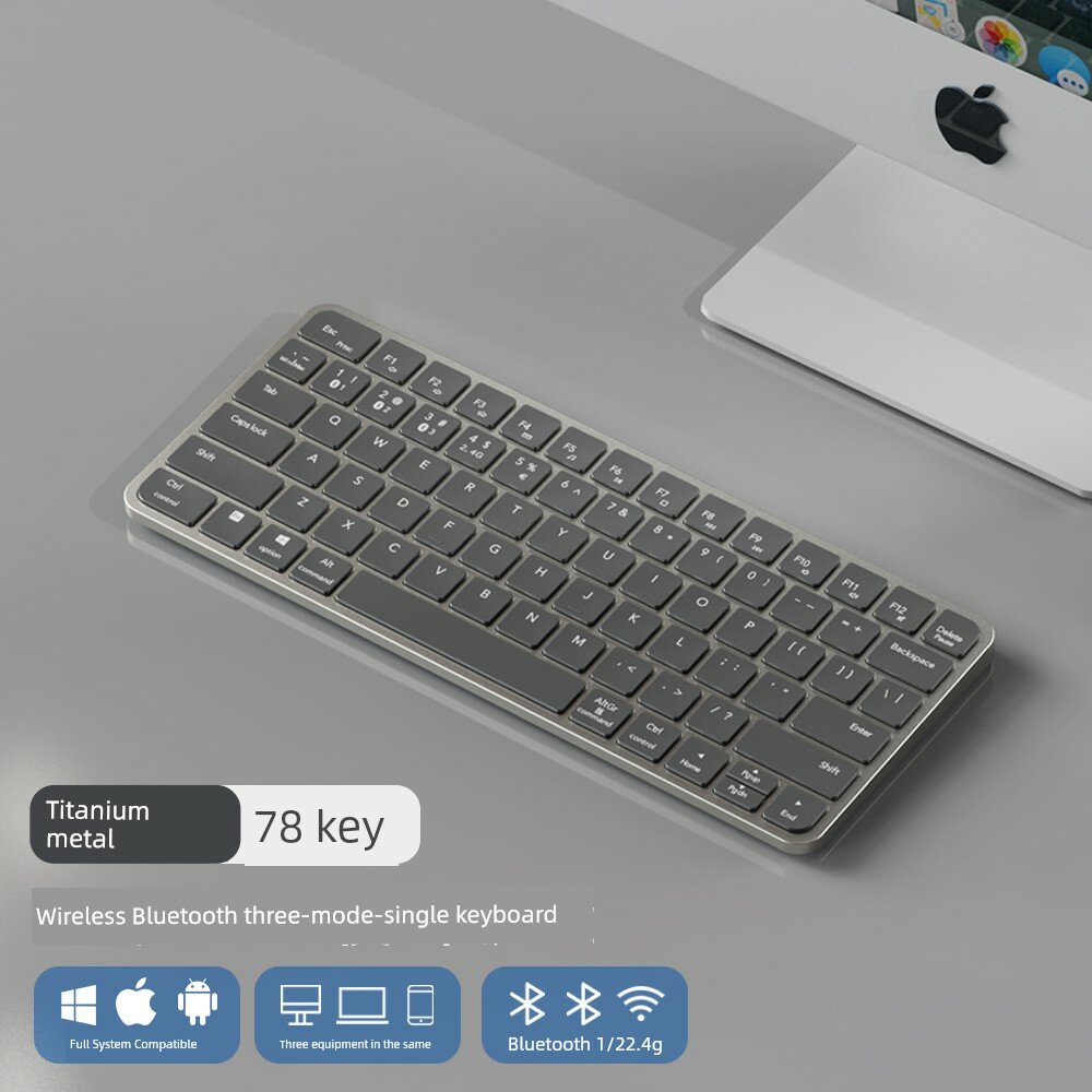 Беспроводная Bluetooth-клавиатура для ноутбука Apple Mac - Металлический серый, тихие клавиши, двухрежимный