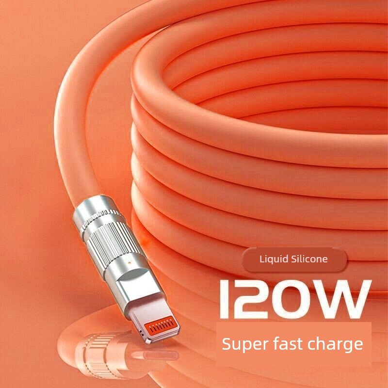 200W быстрая зарядка USB-кабель для iPhone 6s-12, 1.5м оранжевый, 2 шт, высокоскоростная передача данных