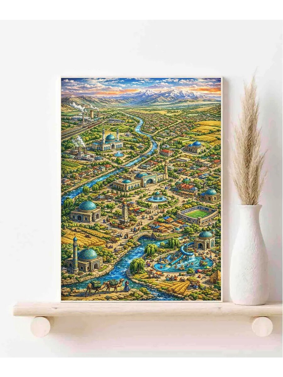 Даштабад, Узбекистан, Fantasy Map, Карта, Плакат 30x42см