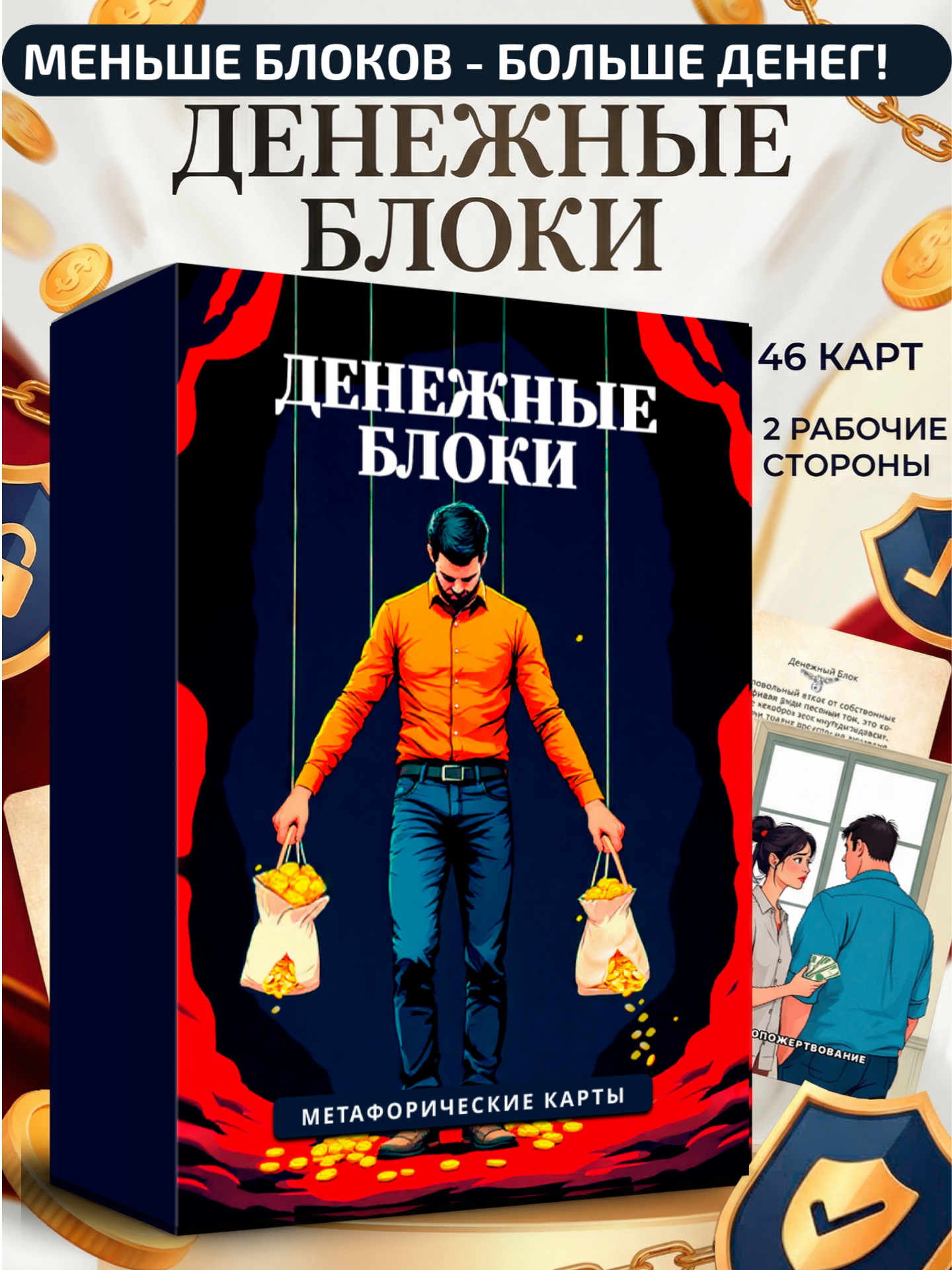 Метафорические карты с посланиями "Денежные Блоки ", MAK Coach, 50 карт