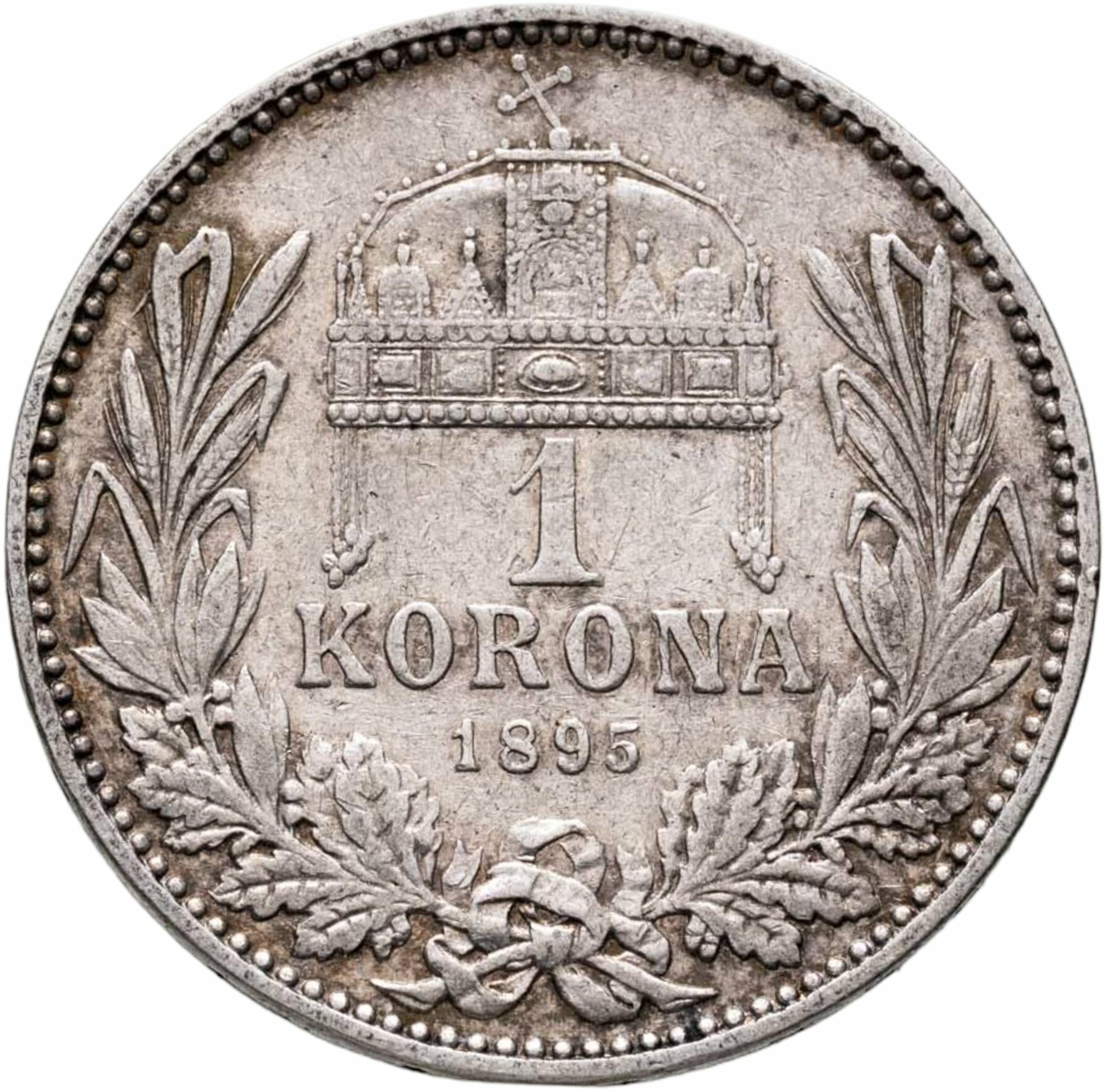 Венгрия 1 крона crown 1895, Серебро 835, в сохранности XF
