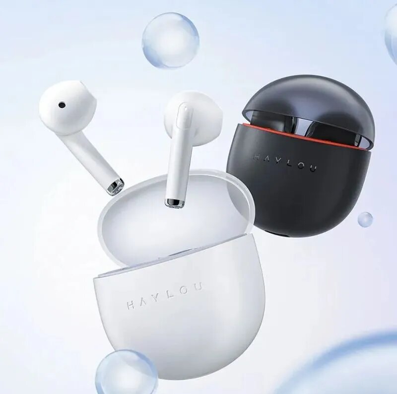 Haylou Наушники беспроводные с микрофоном, USB Type-C, белый, фуксия