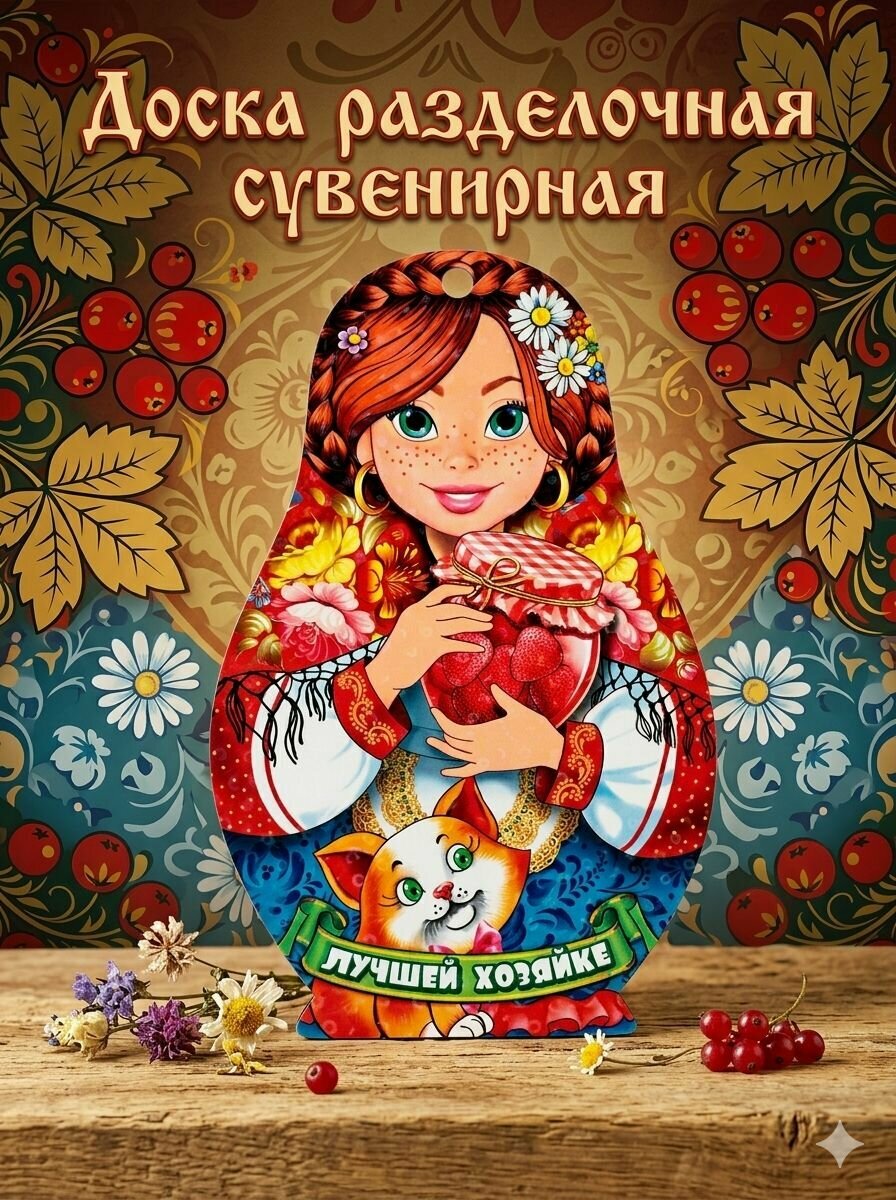 Доска разделочная, деревянная, сувенирная Матрешка