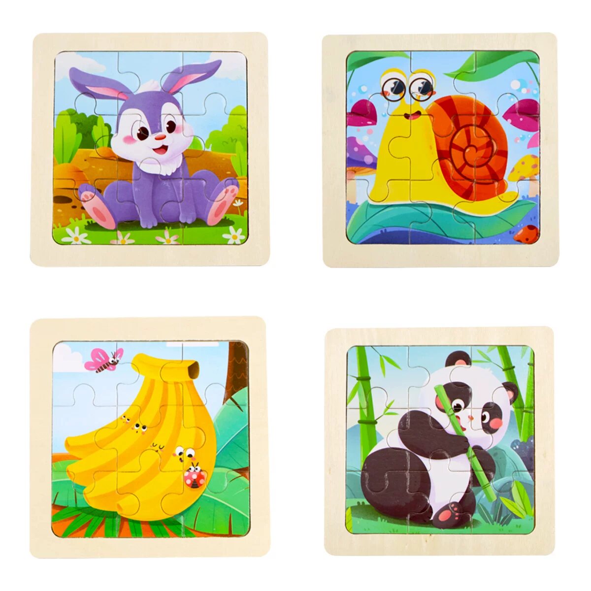 Деревянная пазл-игрушка с 9 крупными деталями для малышей 1-6 лет, 4-комплектный набор стиля С, обучающая игрушка