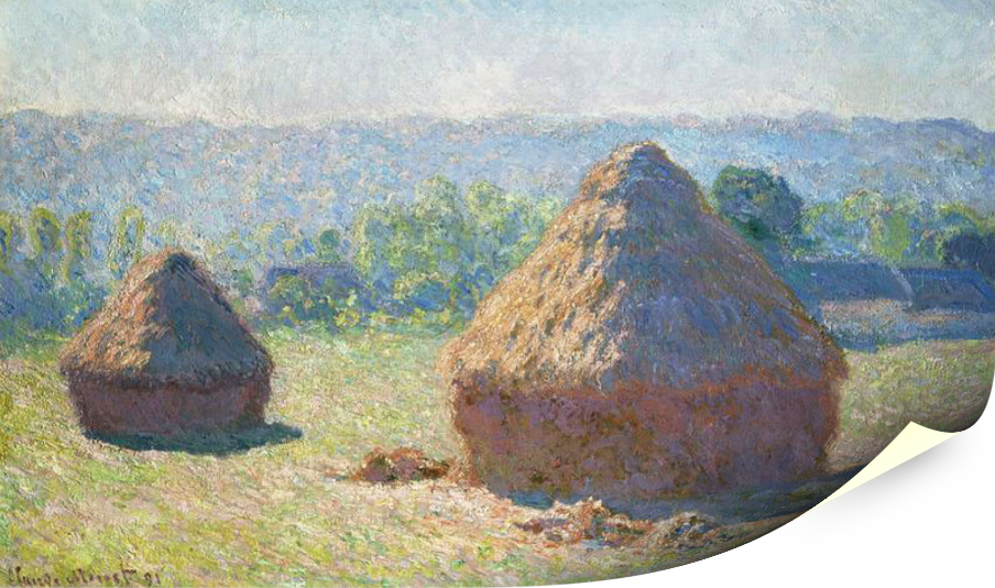 "Стога. Конец лета", Моне, Клод, картина (репродукция) (110х65 см / без подрамника)